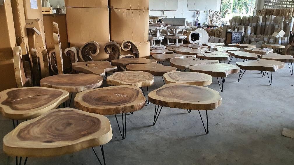 Live Edge Round Coffee Table36''- 39" X 18" Reclaimed Acacia Wood Solid ...