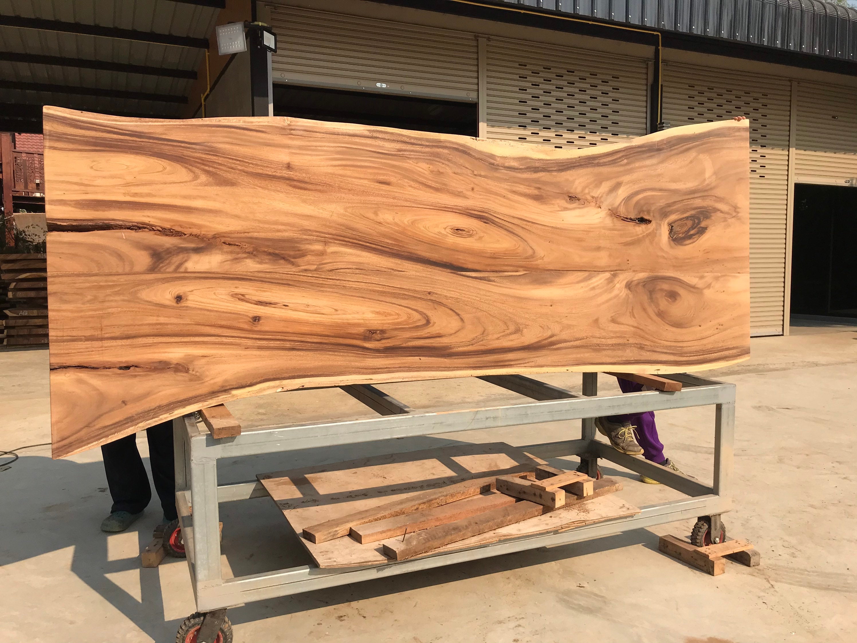 Reclaimed Acacia Wood Live Edge Dining Table, Large Conference Table ...