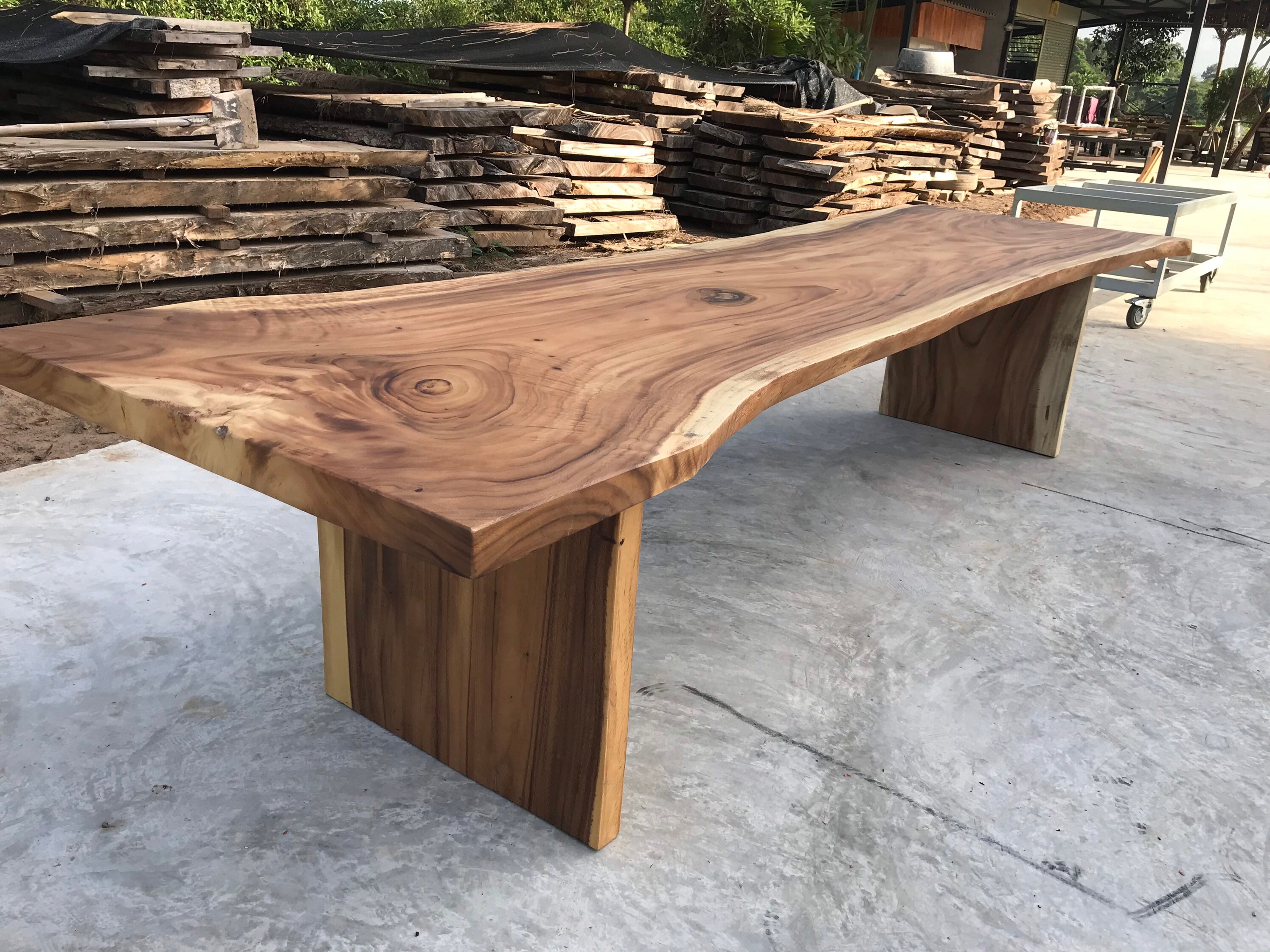 Live Edge Dining Table Reclaimed Single Slab 140'' , Conference Table Reclaimed Acacia Wood ...