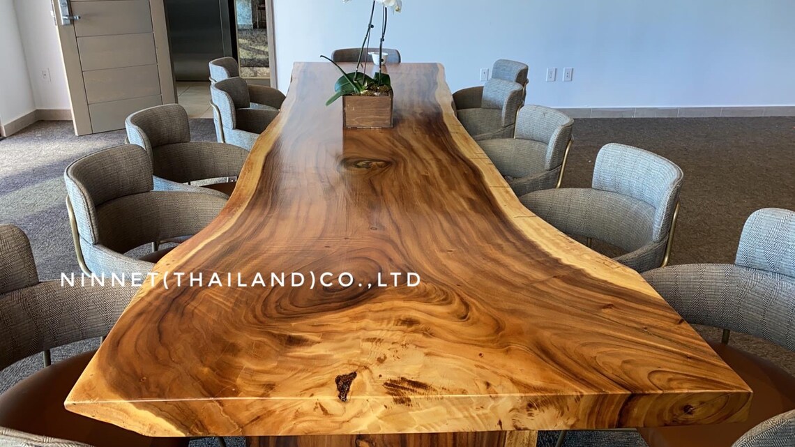 Live Edge Dining Table Reclaimed Single Slab Conference Table