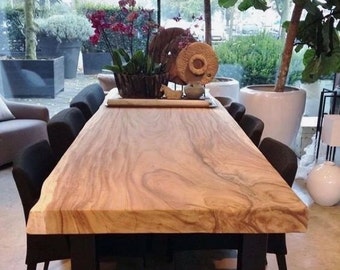 Live Edge Dining Table Reclaimed Single Slab , Conference Table Reclaimed Acacia Wood Solid Slab ...
