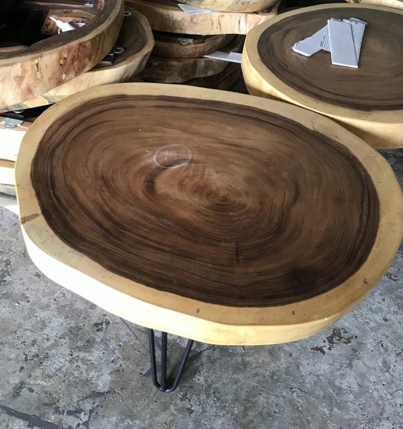 Live Edge Round Coffee Table36''- 39" X 18" Reclaimed Acacia Wood Solid ...