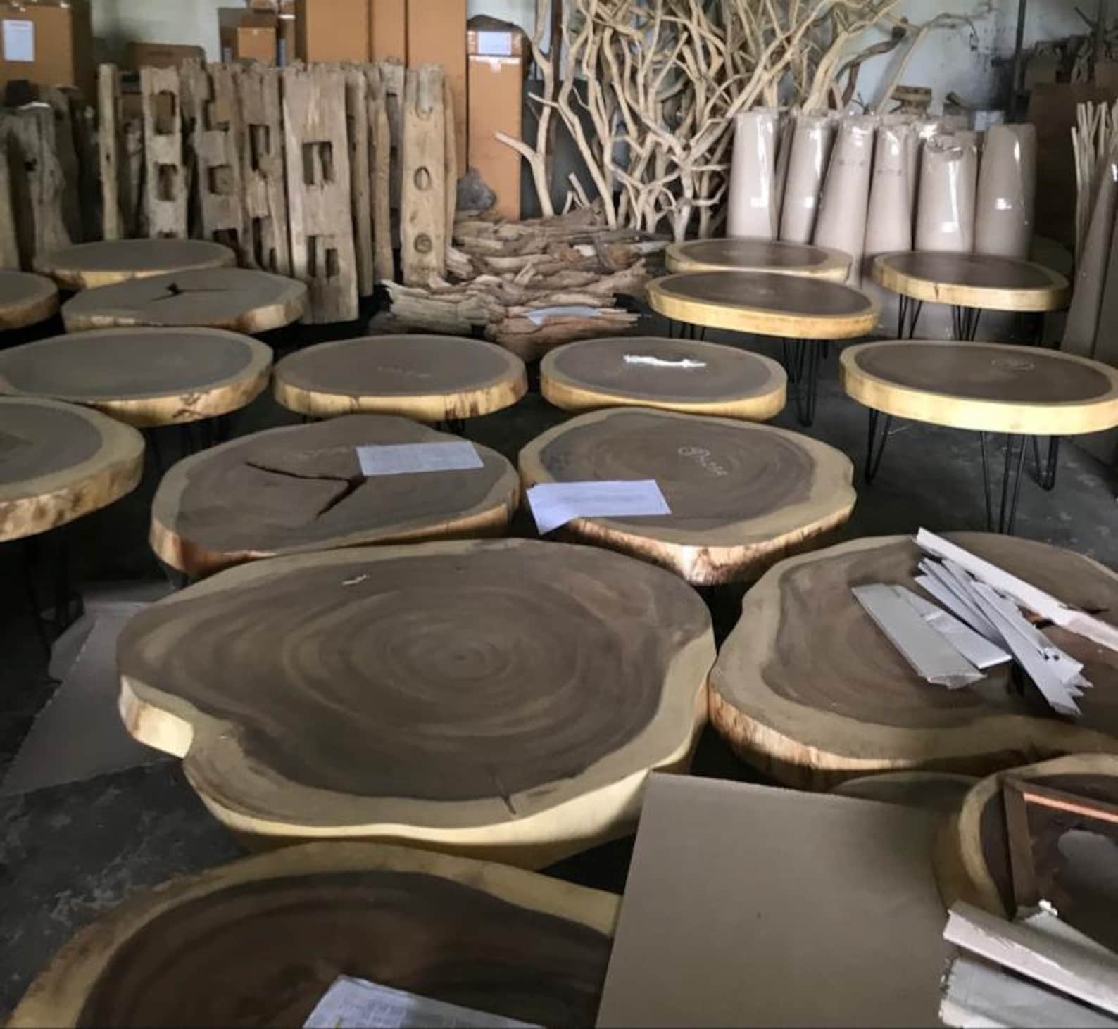 Live Edge Round Coffee Table36''- 39" X 18" Reclaimed Acacia Wood Solid ...