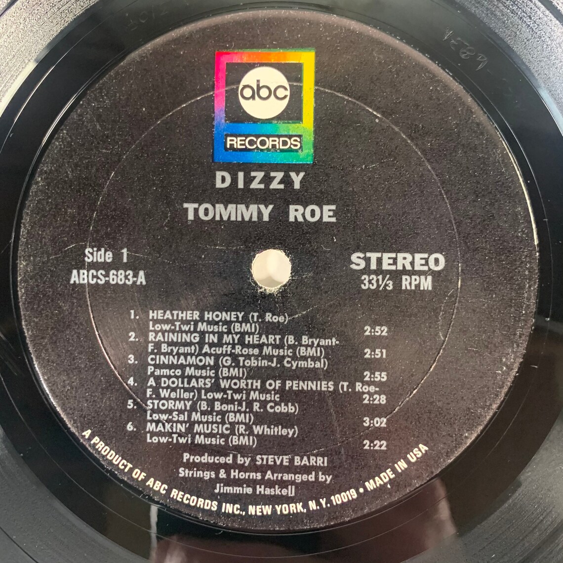 Tommy Roe Dizzy 1969 vintage vinyl record LP ABCS-683 | Etsy