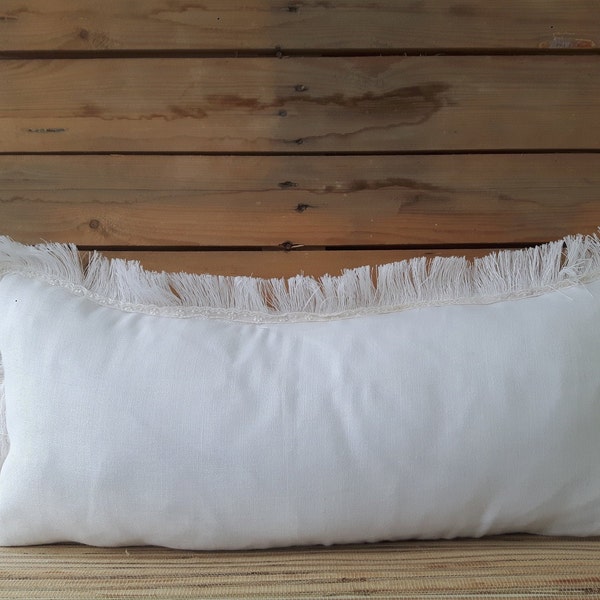 White Linen Lumbar Pillow - Etsy