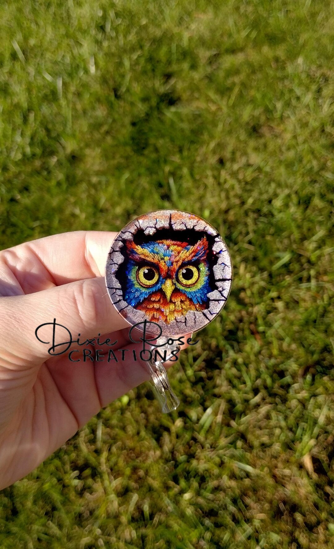 Rainbow Owl Stained Glass Interchangeable Retractable Badge Reel - Etsy