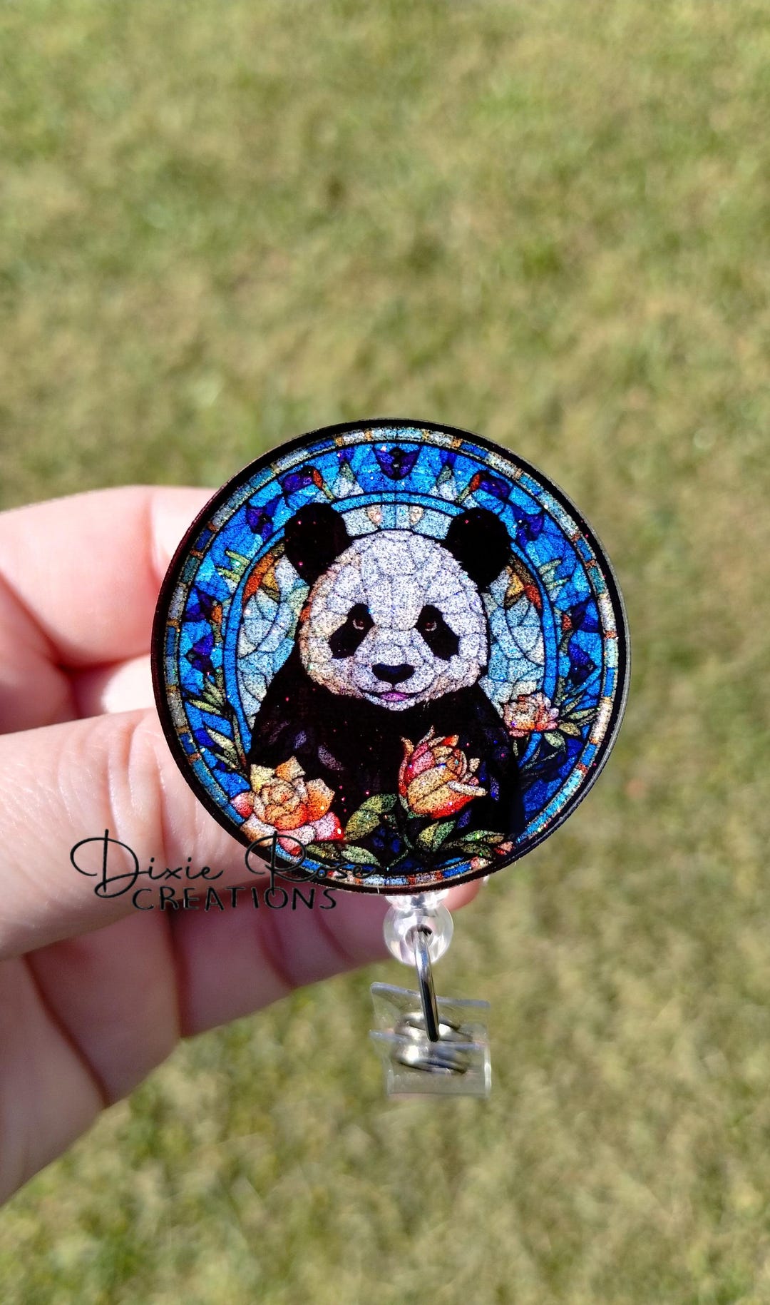 Panda Bear Stained Glass Interchangeable Retractable Badge Reel - Etsy