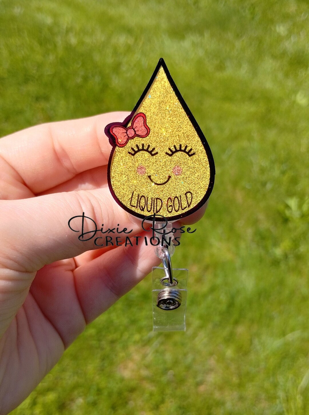 Liquid Gold Milk Drop Interchangeable Retractable Badge Reel - Etsy