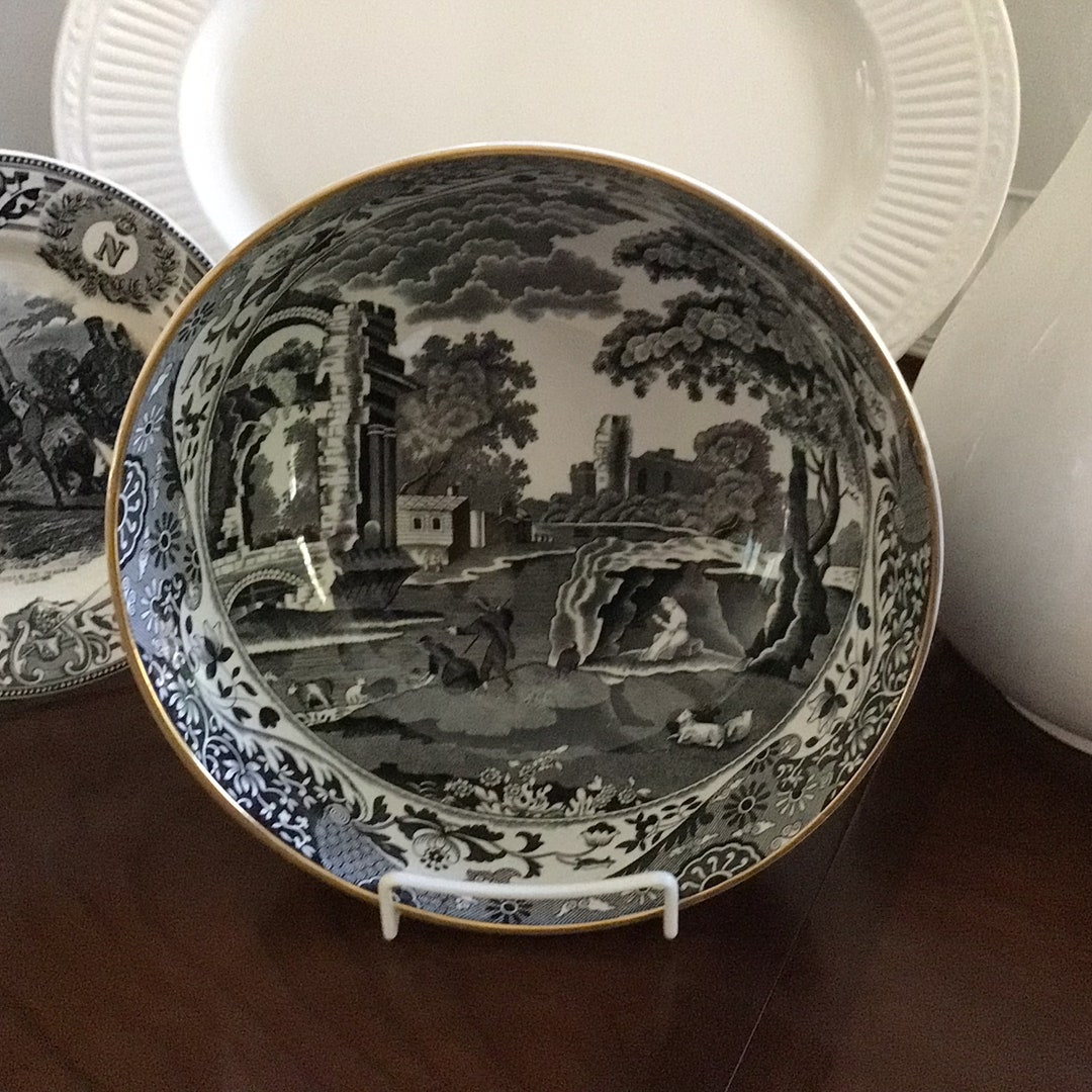 Spode - Italian Black Transferware 9” Salad Serving Bowl, England - Etsy