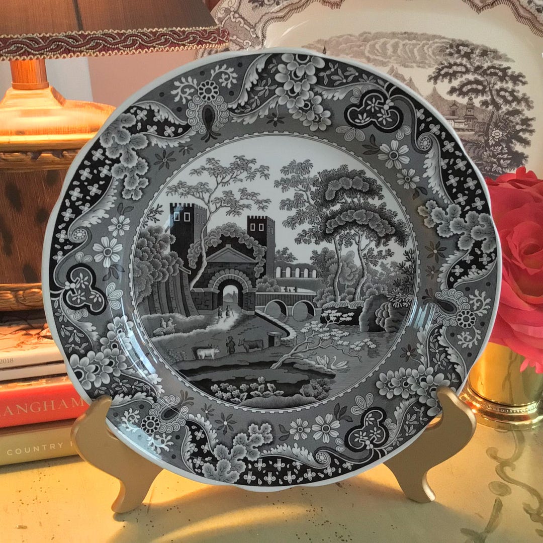 Spode ‘castle’ Black Transferware Dinner Plate, England 2005 - Etsy