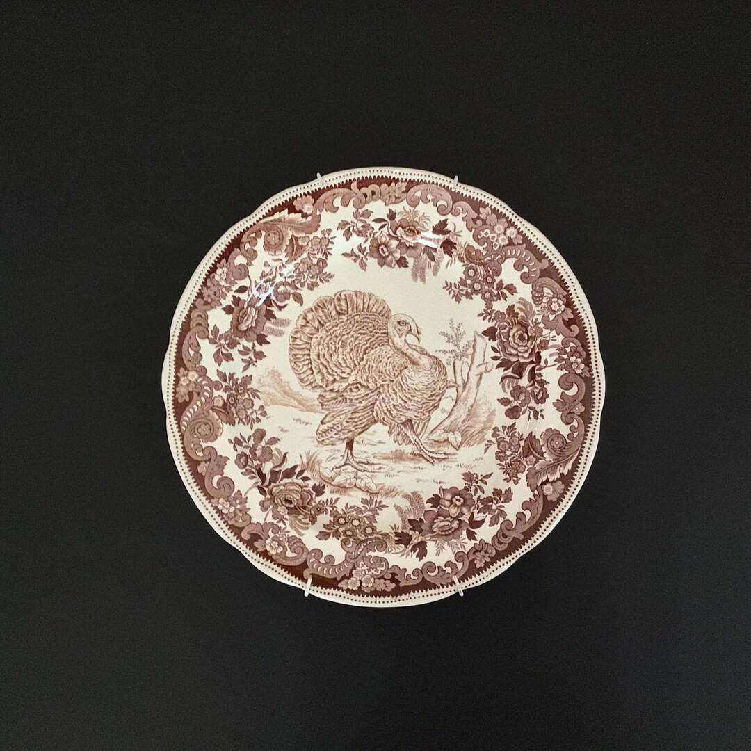 Antique Copeland Spode English Wall Plate Game Bird Turkey No. 12 Brown ...