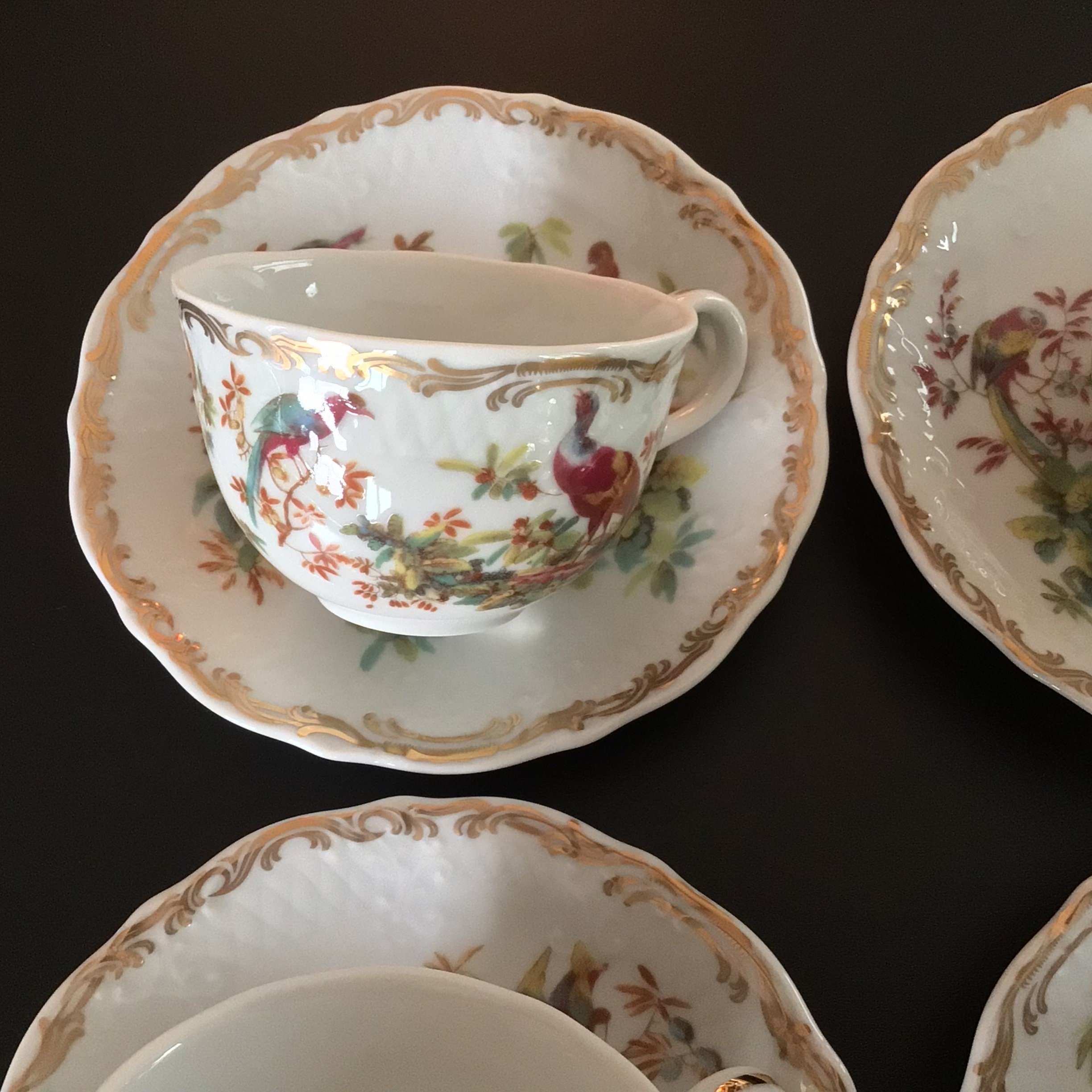 Andrea Sadek exotic Birds Tea/coffee Cup & Saucer Set of 4/chinoiserie ...