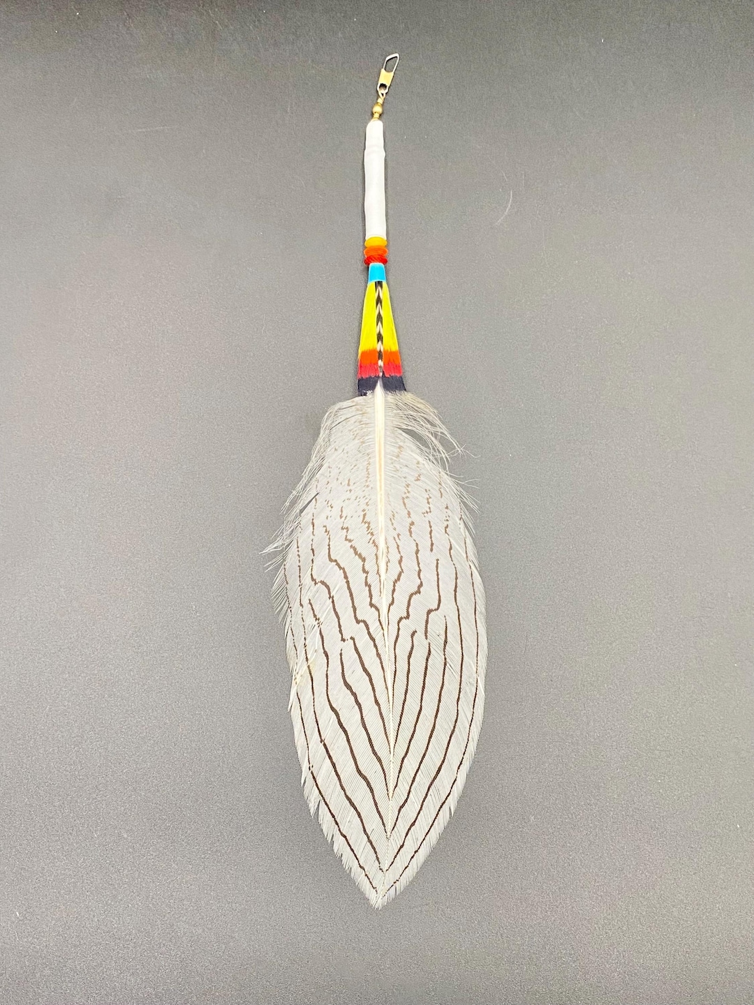 Powwow Regalia Feather Sidedrop. Real Pheasant Feather Spinner. With ...