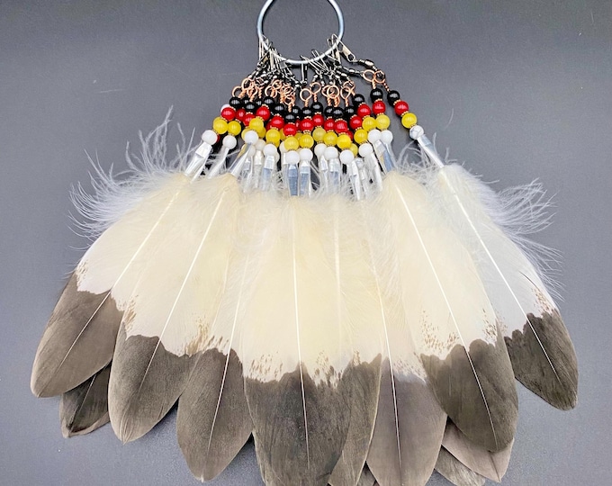 Single Mini Eagle Covert Feather With Gemstone Beads. Powwow Regalia ...