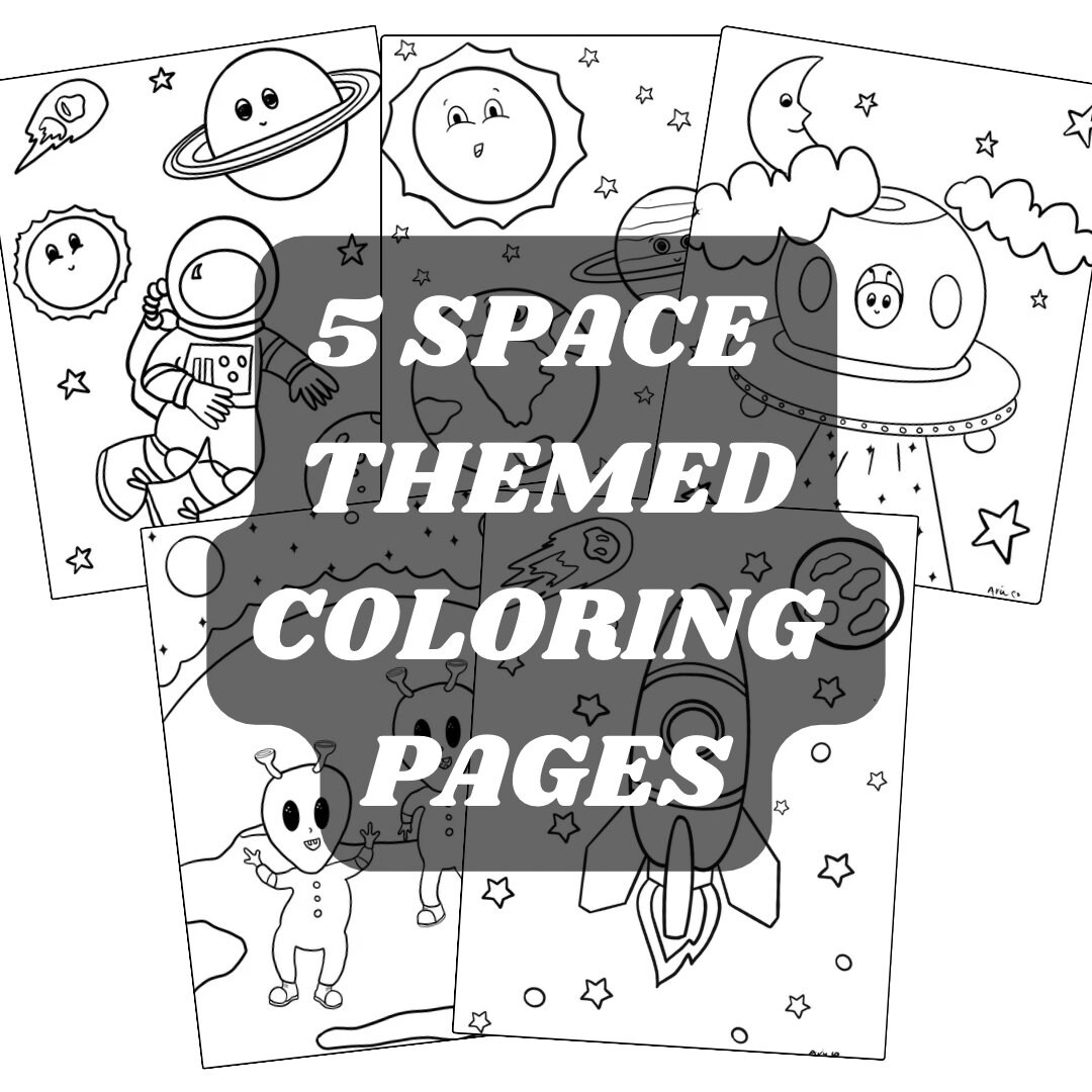 Space Themed Printable Colouring Page - Etsy