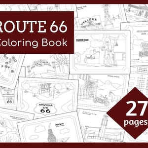 Route 66 Printable Coloring Book | 27 Coloring Pages | Instant Download ...