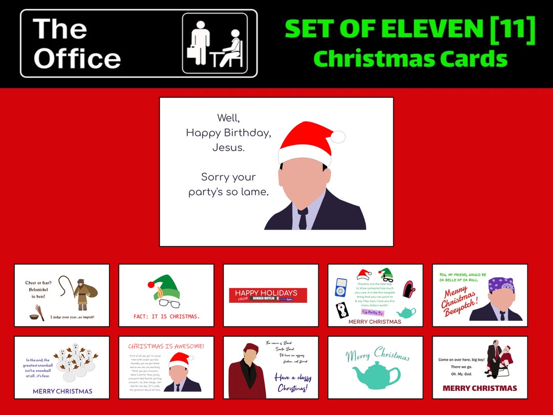 The Office Christmas Cards | Set of 11 Printable Cards | Blank Inside ...