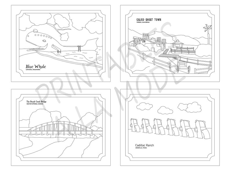 Route 66 Printable Coloring Book 27 Coloring Pages Instant Download PDF ...
