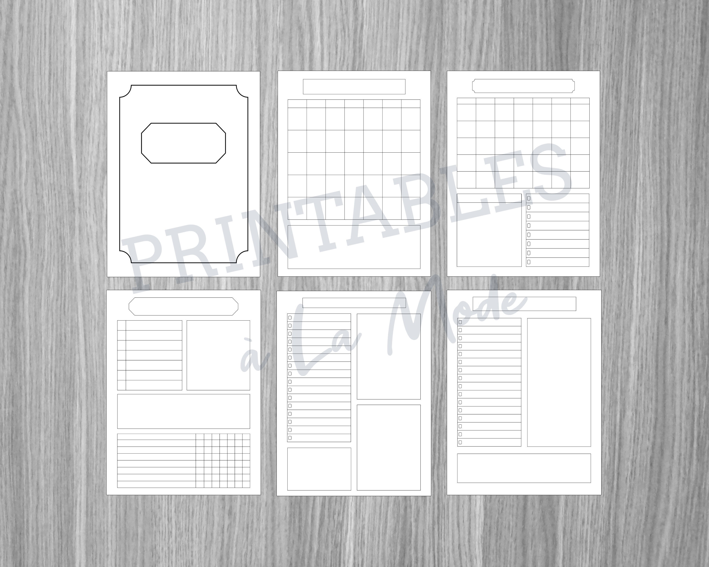 Bullet Journal / Planner Blank Template Printable Bundle 30 Pages ...