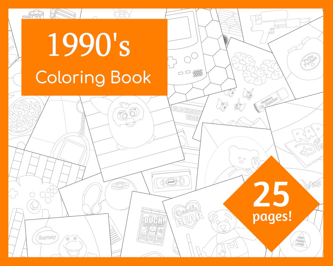 Child of the 90's Printable Coloring Book | 25 Coloring Pages | Instant ...