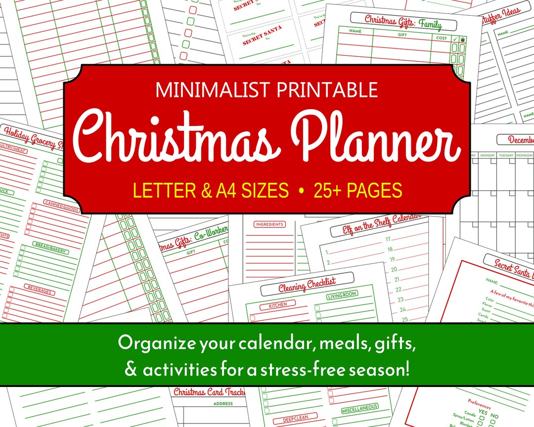 Printable Christmas Planner | Instant Download | 25+ Pages | A4 & 8.5 ...