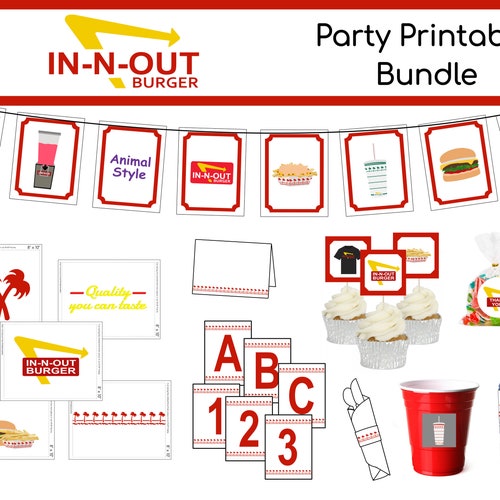 In-N-Out Party Pack Printables Bundle 8.5 x 11 PDF Pages Instant ...