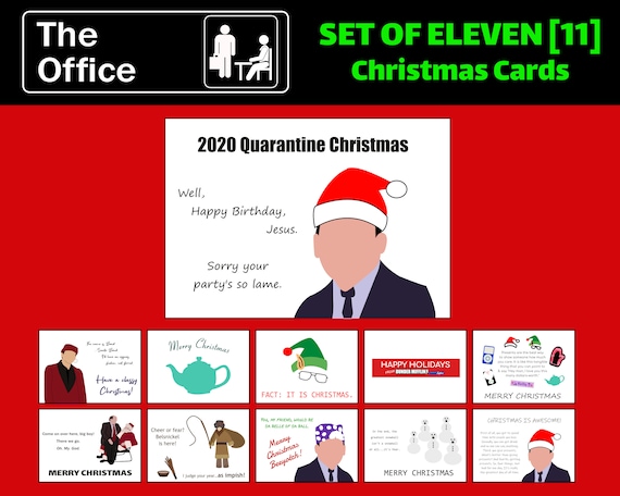 The Office Christmas Cards Set of 11 Printable Cards Blank | Etsy