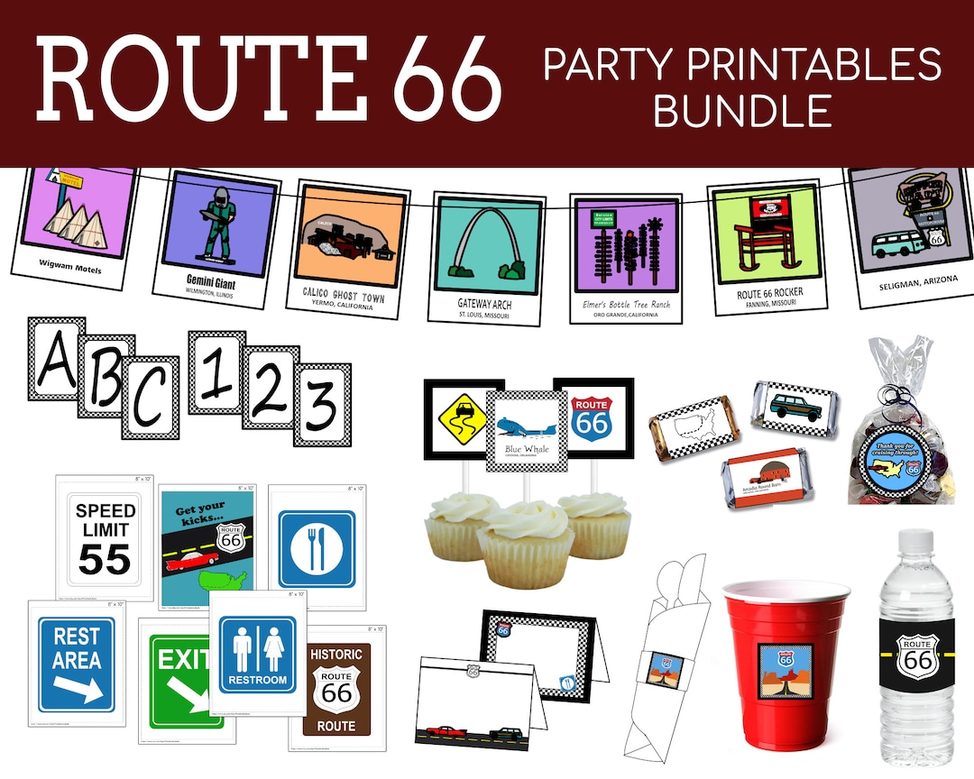 Route 66 Party Pack Printables Bundle | Digital Files Only | Instant ...