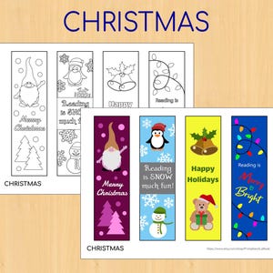 Printable Holiday Bookmarks | 32 Designs | Instant PDF Download | Color ...