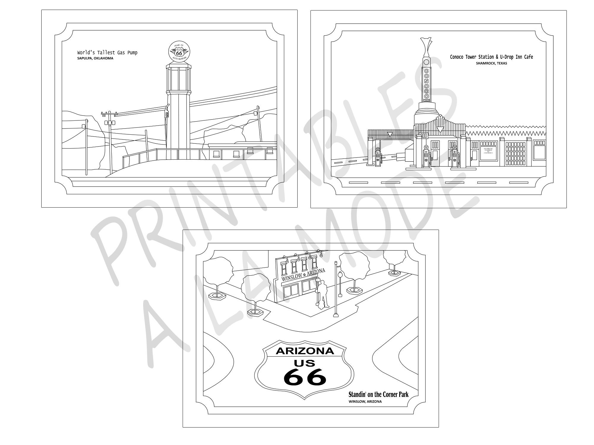Route 66 Printable Coloring Book | 27 Coloring Pages | Instant Download ...