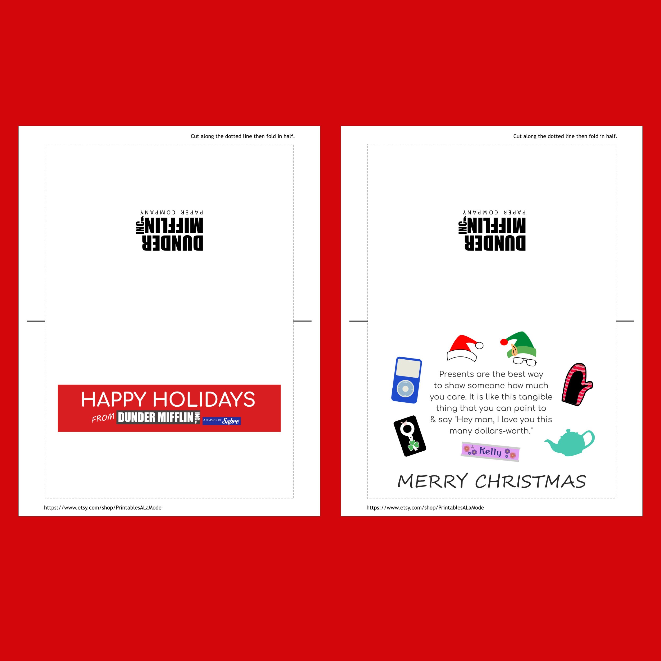 The Office Christmas Cards Set of 11 Printable Cards Blank - Etsy