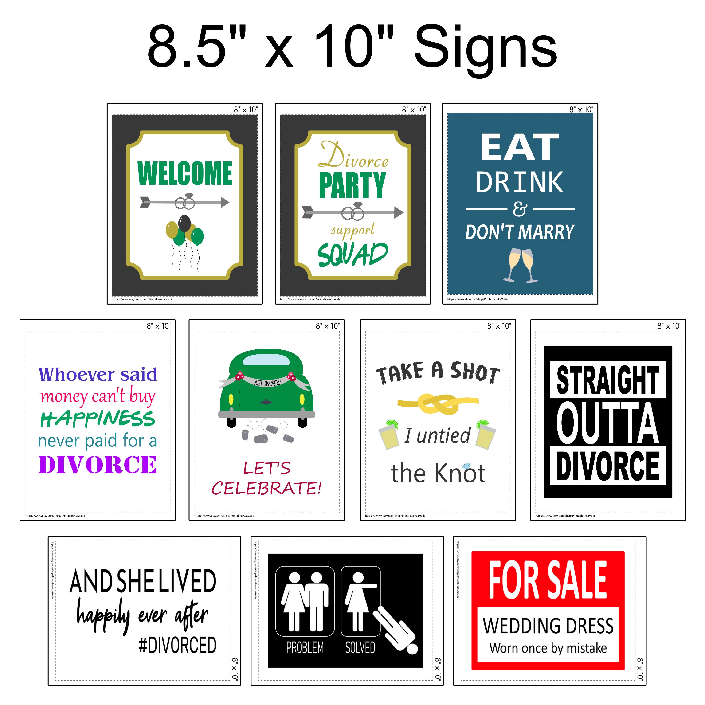 Divorce Celebration Party Pack Printables Bundle Digital Files Only ...