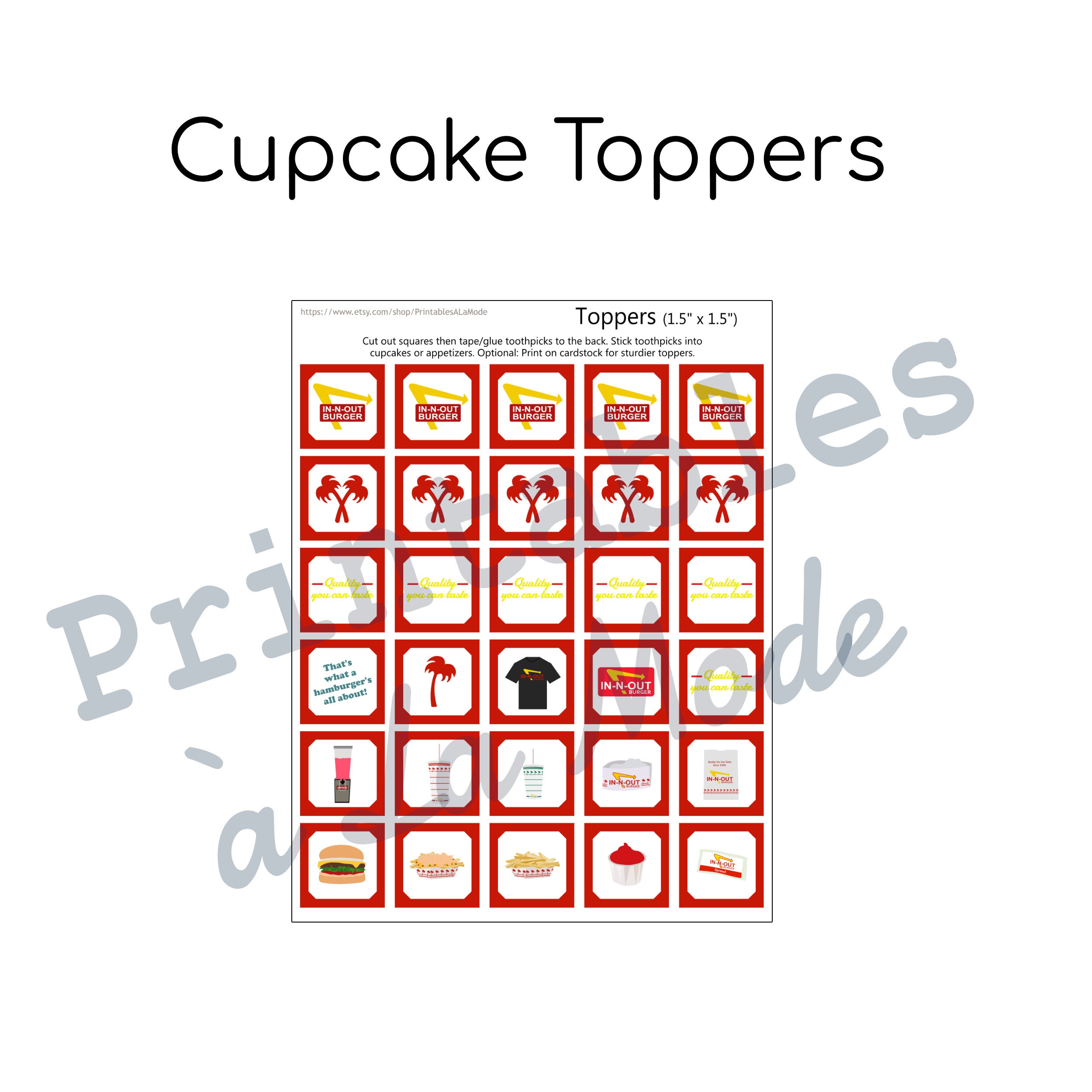 In-N-Out Party Pack Printables Bundle 8.5 x 11 PDF Pages Instant ...