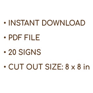 Campground Recreation Signs, Brown | 8" Squares | 20 Images | Digital ...