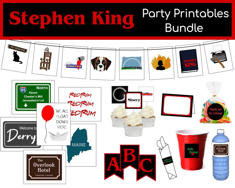 Stephen King Party Pack Printables Bundle | Digital Files Only ...