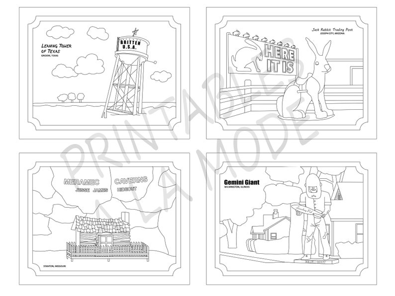 Route 66 Printable Coloring Book | 27 Coloring Pages | Instant Download ...