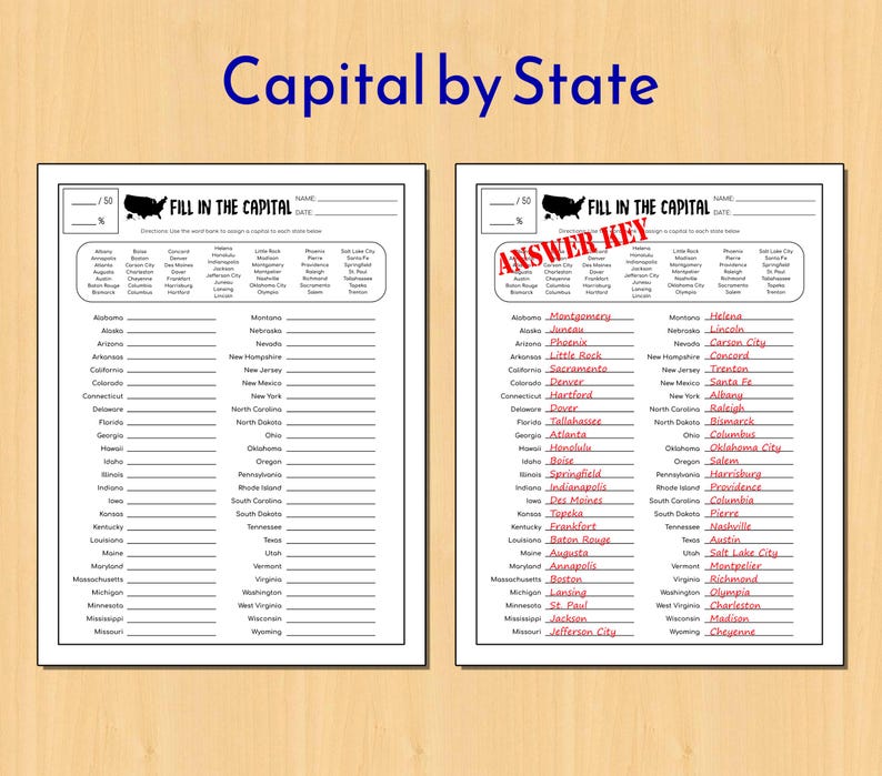 USA States and Capitals | Minimalist Quiz Worksheets, Flash Cards ...