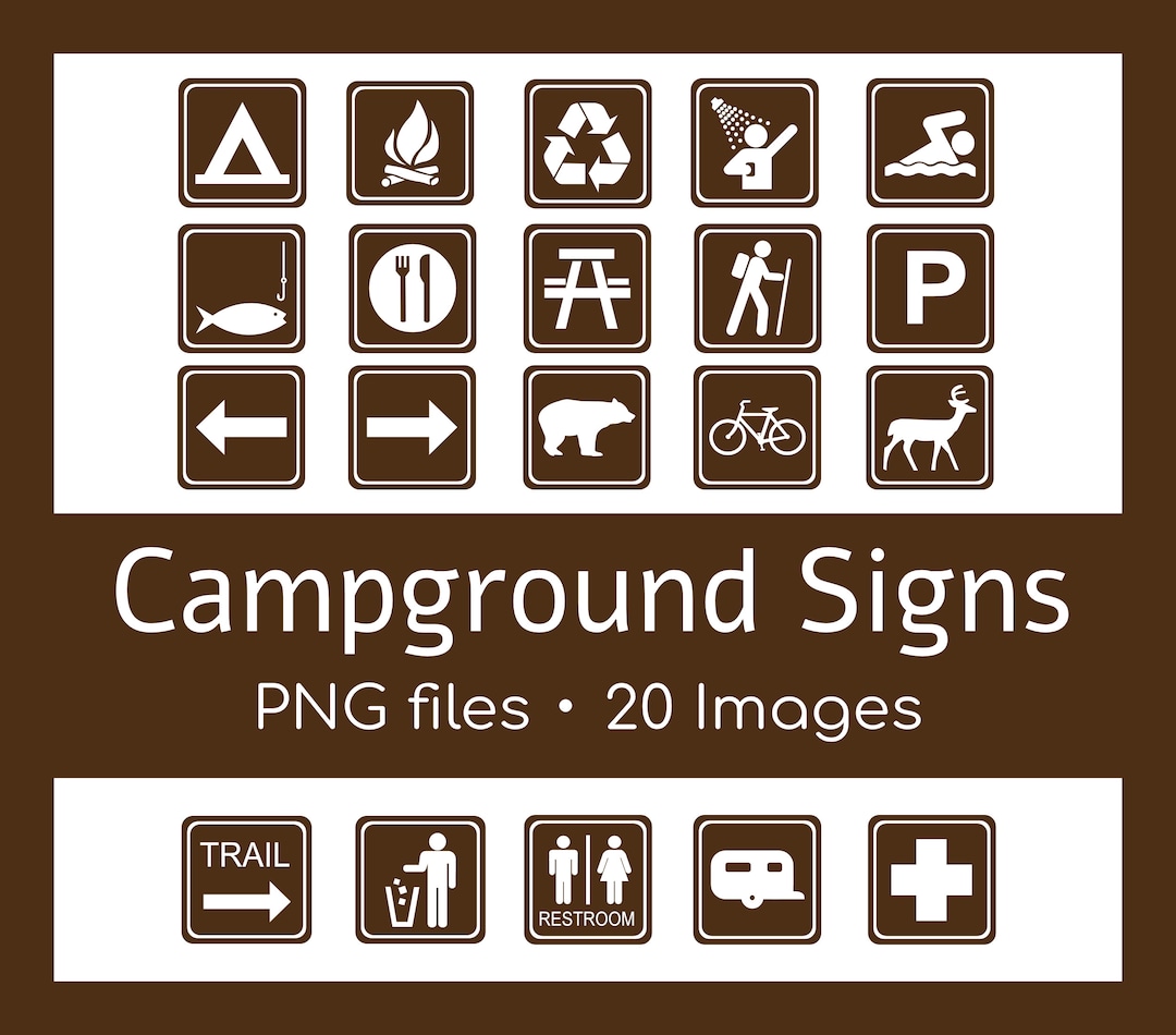Brown Campground Signs Clip Art Bundle | 20 Images | PNG Files ONLY ...