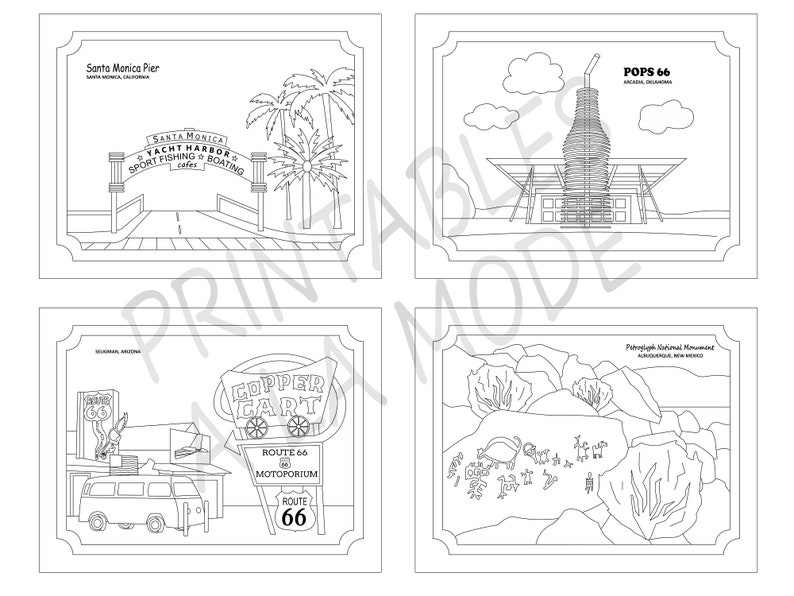 Route 66 Printable Coloring Book 27 Coloring Pages Instant Download PDF ...