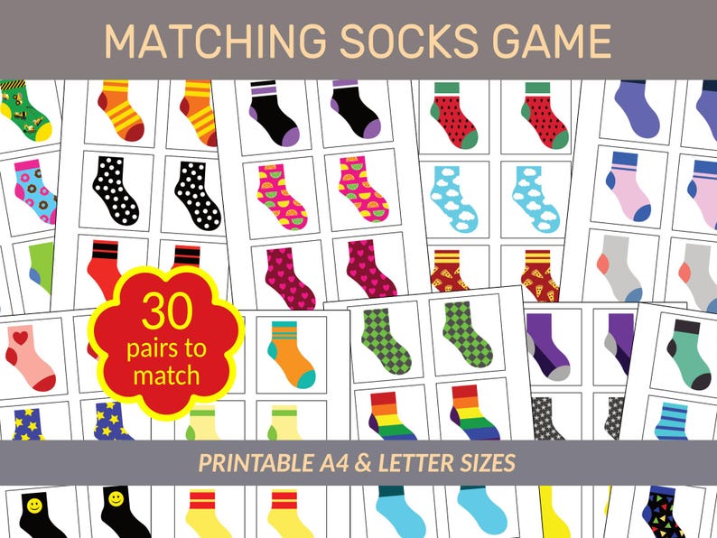 Printable Matching Socks Game | Classroom / Homeschool Activity ...