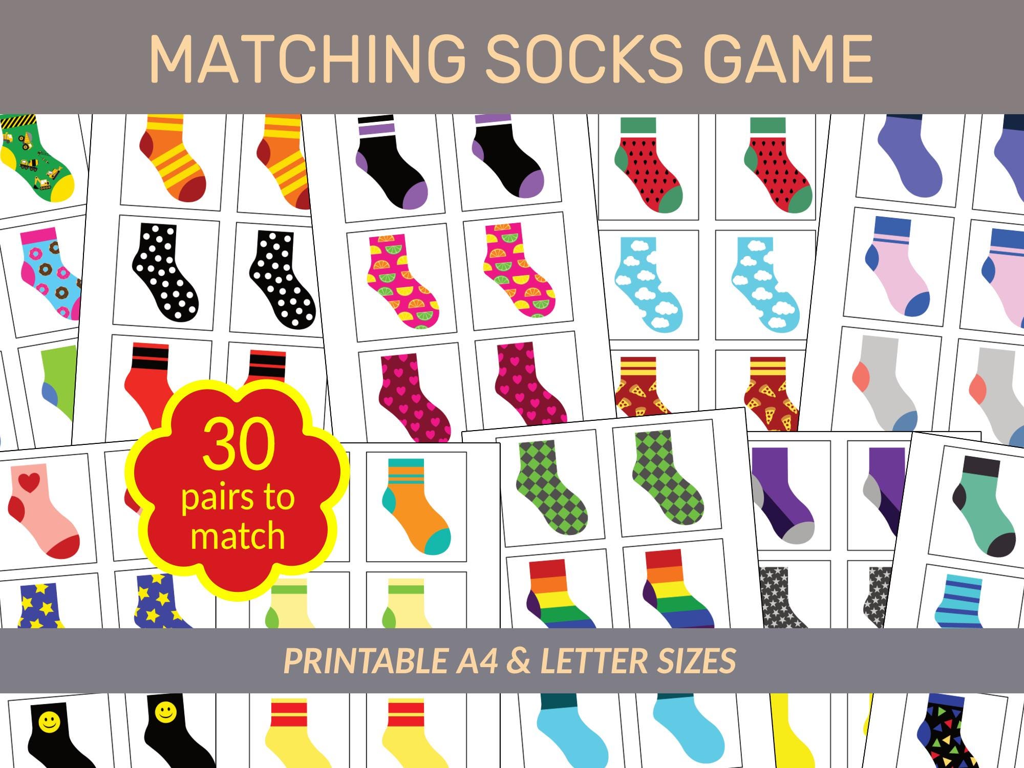 Printable Matching Socks Game | Classroom / Homeschool Activity ...