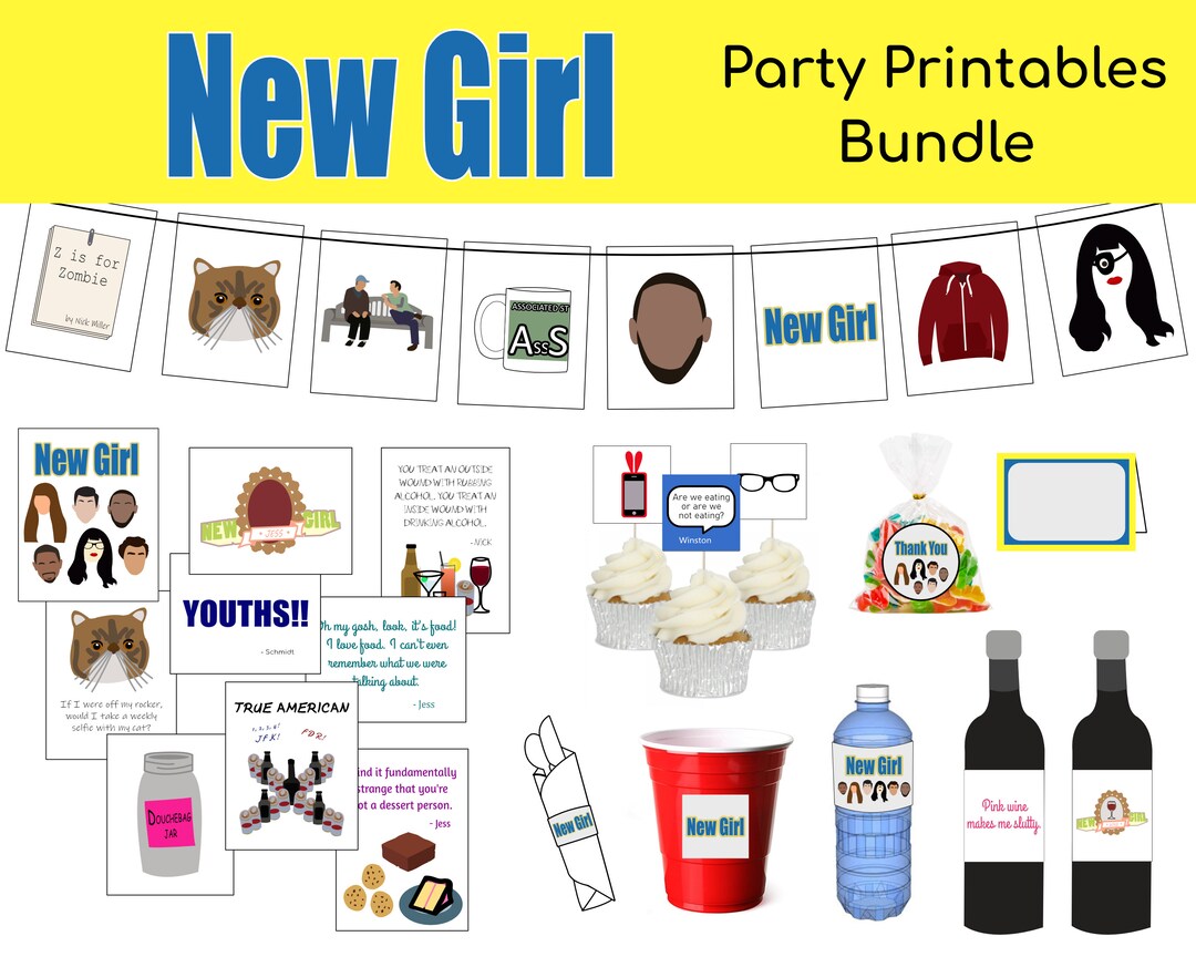 New Girl Party Pack Printables Bundle | Digital Files Only | Instant ...