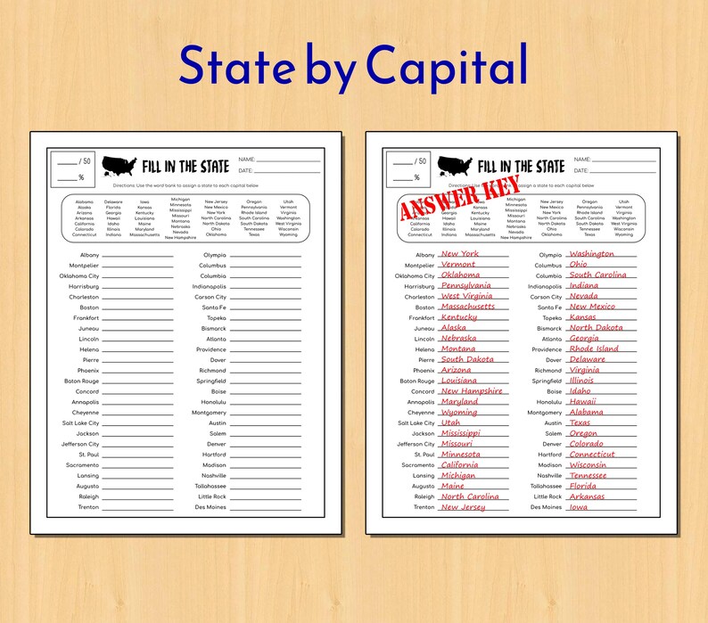 USA States and Capitals | Minimalist Quiz Worksheets, Flash Cards ...