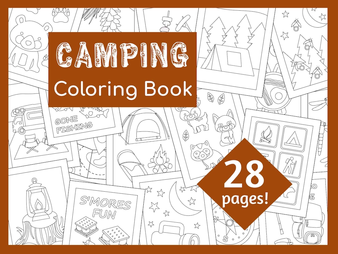 Camping Coloring Book | 28 Coloring Pages | Instant Download | PDF File ...