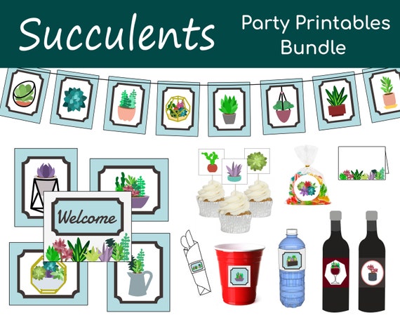 Succulents Party Pack Printables Bundle Digital Files Only | Etsy