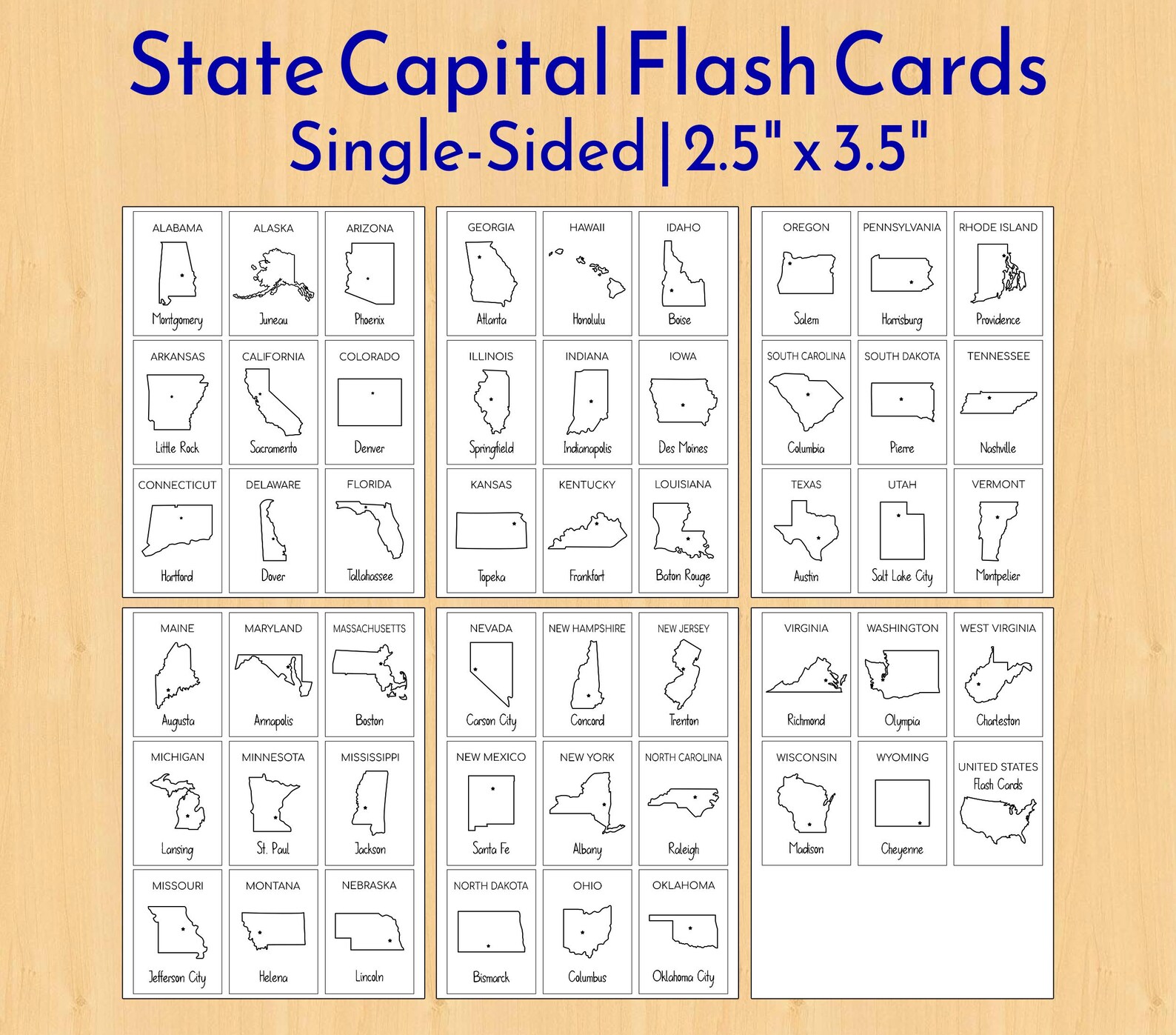 USA States and Capitals | Minimalist Quiz Worksheets, Flash Cards ...