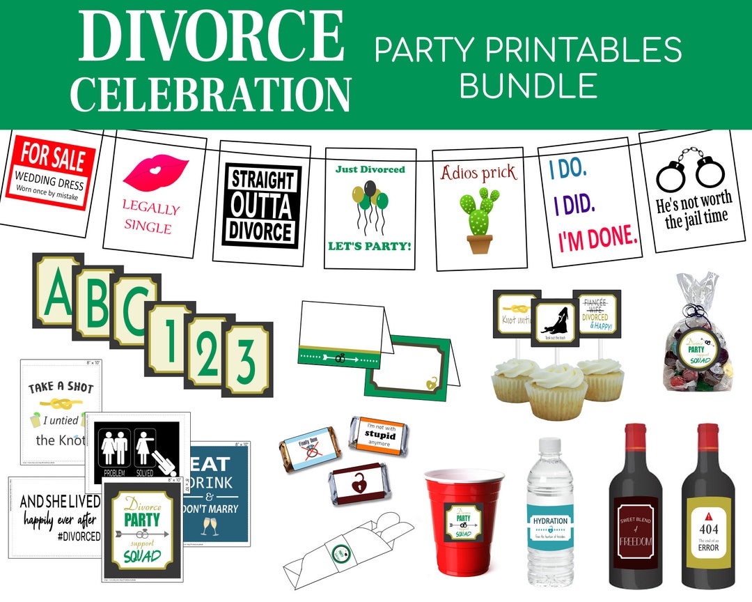 Divorce Celebration Party Pack Printables Bundle Digital Files Only ...