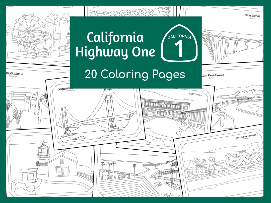 California Highway 1 Coloring Pages | SR 1 / Pacific Coast Highway | 20 ...