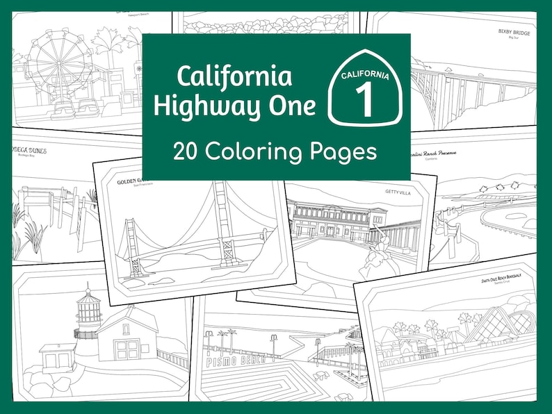 California Highway 1 Coloring Pages | SR 1 / Pacific Coast Highway | 20 ...