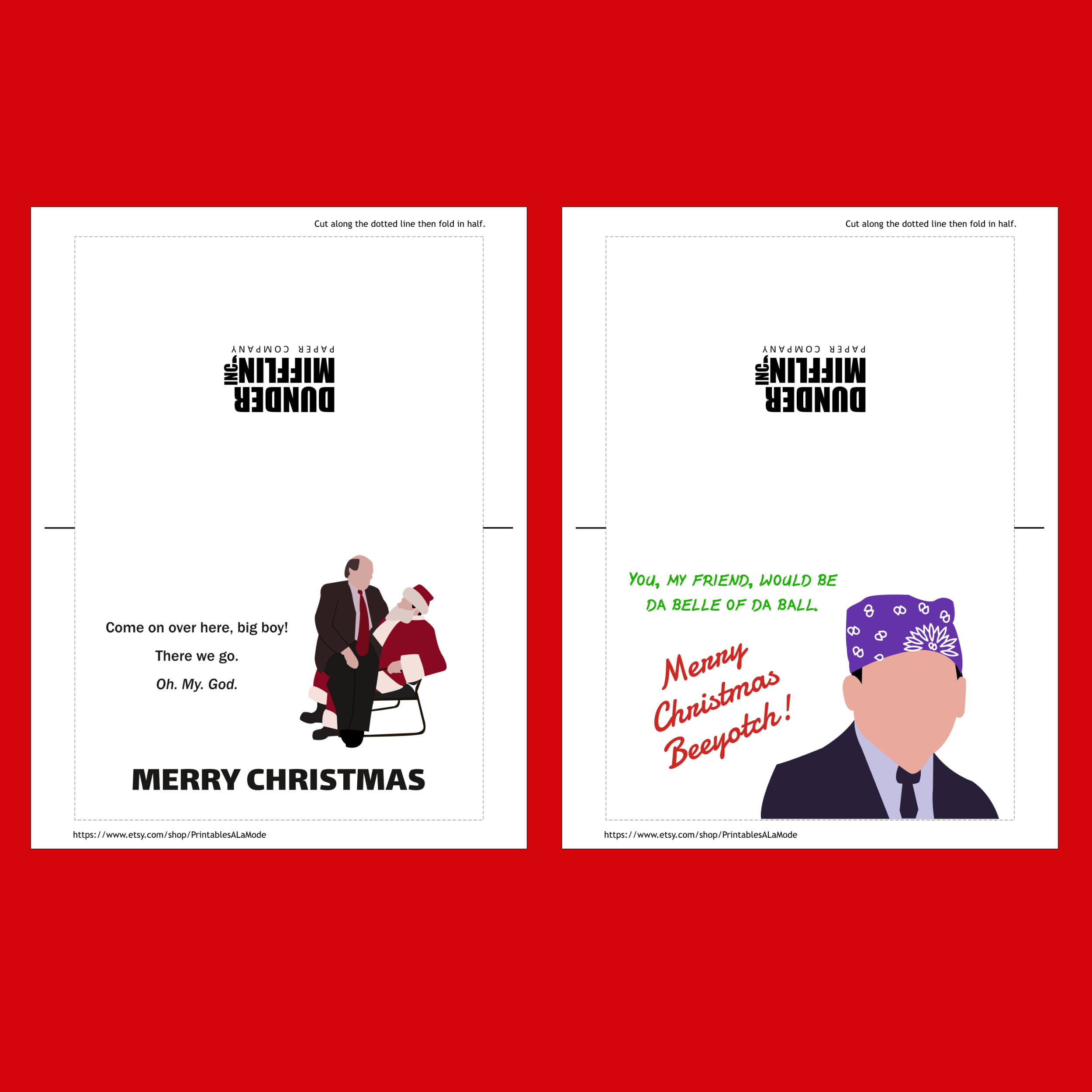 The Office Christmas Cards Set of 11 Printable Cards Blank - Etsy